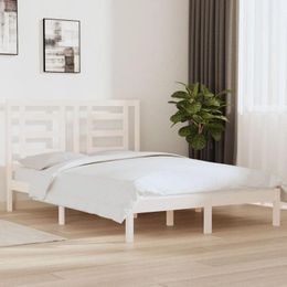 MAISONCHIC Massivholzbett Doppelbett Bett für Schlafzimmer Weiß Kiefer 140x200 cm DE93741