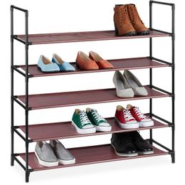 Xl Schuhregal Stecksystem, 5 Ebenen, für 20 Paar Schuhe, Stoff Schuhständer hbt: 90,5 x 87,5 x 30 cm, bordeaux - Relaxdays