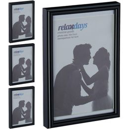 Relaxdays 4 x Bilderrahmen 10 x 15 cm, modernes Design, zum Hinstellen oder Aufhängen, dekorativer Fototischaufsteller, schwarz