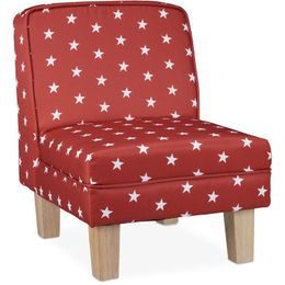 Kindersessel mit Sternen, für Jungen & Mädchen, kleiner Sessel für Kinderzimmer, hbt: 60 x 45 x 52 cm, rot - Relaxdays