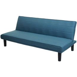 Neuwertig] Schlafsofa HHG 463, Couch Klappsofa Gästebett Bettsofa, Schlaffunktion Stoff/Textil 165cm türkis-blau