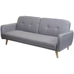 Neuwertig] Schlafsofa HHG 468, Couch Klappsofa Gästebett Bettsofa, Schlaffunktion Stoff/Textil 185cm grau - grey