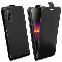 MARKENLOS cofi1453® Flip Case kompatibel mit Sony Xperia L4 Handy Tasche vertikal aufklappbar Schutzhülle Klapp Hülle Schwarz - Schwarz