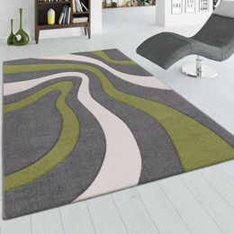 Designer Teppich Modern Abstrakt Wellen Optik Konturenschnitt In Versch. Farben und Größen 60x110 cm, Grün - Paco Home