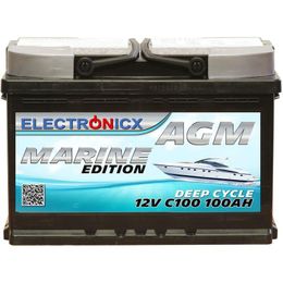 ELECTRONICX Marine Edition Batterie AGM 100 AH 12V Boot Schiff Versorgungsbatterie