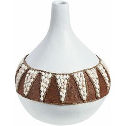 Beliani Dekorative Vase Weiß aus Terrakotta 33 cm handgefertigt Rustikales Muster Boho Wohnaccessoires - Weiß