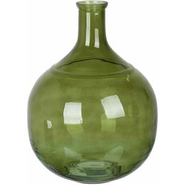 Beliani - Blumenvase Olivgrün Glas 34 cm Groß mit Schmalem Hals Getönt Handgefertigt Flaschenform Deko Accessoires Wohnzimmer Schlafzimmer Flur Kamin