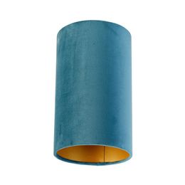 Qazqa - Lampenschirm aus Velours blau mit goldener Innenseite 15/15/25 - Blau