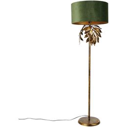 Qazqa Vintage Stehlampe Antik Gold mit grünem Schirm - Linden - Grün