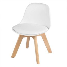 WOLTU - Kindermöbel Kinderstuhl mit Holzbeinen Sitzhöhe 33cm, Stabile Kinder Stühle mit Rückenlehne für Kinderzimmer, pp+pu (Weiß) - weiß