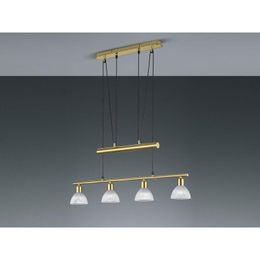 Trio Höhenverstellbare LED Zugpendelleuchte LEVISTO Messing, 4-flammig Breite 80cm