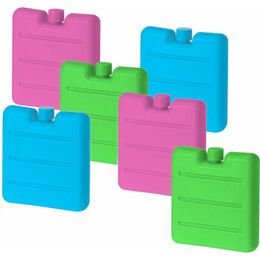 Spetebo Mini Kühlakkus 6er Set in 3 Farben - je 8 x 7 cm - Kleine Kühl Elemente mit flachem Design - Kühlpack für Brotdose Lunchbox Kühltasche Camping