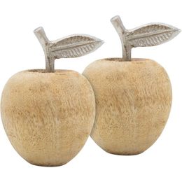 Spetebo Deko Früchte im Set Apfel - 15 cm - Figuren aus Mango Holz - Rustikaler Tisch Schmuck