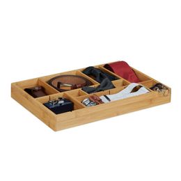 Relaxdays Schubladeneinsatz Bambus h x b x t: ca. 5 x 45 x 32 cm Küchenorganizer mit herausnehmbaren Trennwänden Schubladenkasten als Besteckkasten nutzbar