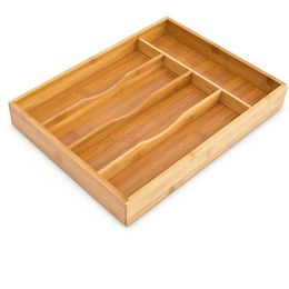 Relaxdays - Besteckkasten HxBxT: ca. 4,5 x 25,5 x 34 cm Besteckbox aus Bambus Besteckeinteiler für die Schublade mit 5 Fächern als Besteckeinsatz und
