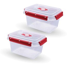 Bestlivings Frischhaltedosen für Lebensmittel ( 1,5 L ) - 2er Pack Rot - Vorratsdose luftdicht, Aufbewahrungsbox Meal Prep Box, Lunchbox, BPA Frei - Rot
