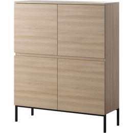 Selsey BEMMI Highboard 4-türig 100 cm, Lindberg Eiche mit Metallbeinen