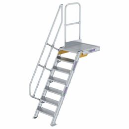 Treppe mit Plattform 60° inkl. einen Handlauf, 600mm Stufenbreite, 7 Stufen - Munk