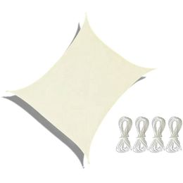 TRADESHOP Trade-Shop Polyester Sonnensegel / Sonnenschutz / Wetterschutz inkl. Befestigungsseile wetterbeständig UV-Schutz / 2x3m Creme 160 g/m² rechteckig