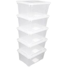 Spetebo Kunststoff Aufbewahrungsbox transparent - 1,8 L / 5er Set - Universal Klasicht Box mit Deckel 20 x 15 cm - Multibox Lagerbox Sammelbox Organizer Box
