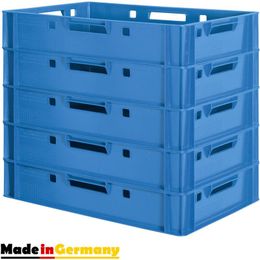 Kingpower - 5 Stück E1 Fleischkisten Blau Kisten Eurobox Lebensmittelecht Metzgerkiste Box Aufbewahrungsbox Kunststoff Wanne Plastik Stapelbar