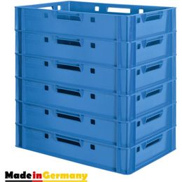 Kingpower - 6 Stück E1 Fleischkisten Blau Kisten Eurobox Lebensmittelecht Metzgerkiste Box Aufbewahrungsbox Kunststoff Wanne Plastik Stapelbar