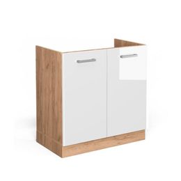 VICCO Spülenunterschrank Küchenunterschrank R-Line 80 cm Goldkraft Weiß Landhaus