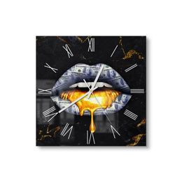 DEQORI Wanduhr 'Luxuriöse Lippen' (Glas Glasuhr modern Wand Uhr Design Küchenuhr)