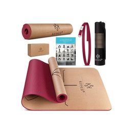 Kesser Yogamatte, Yogamatte Kork Inkl. Tragegurt Tasche Yoga-Block Gymnastik