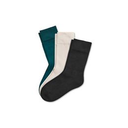 Tchibo 3 Paar Socken, schwarz, smaragd, beige