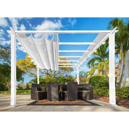 PARAGON OUTDOOR Almuiminium Pergola Florida Pavillon mit ausziehbarem Sonnensegel weiß 350 x 350 x 235 cm (L x B x H)