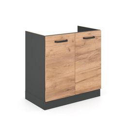 VICCO Spülenschrank Küchenunterschrank 80 cm R-Line Anthrazit Goldkraft