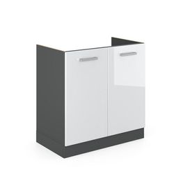 VICCO Spülenschrank Küchenunterschrank 80 cm R-Line Anthrazit Weiß Hochglanz