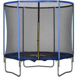 HOMCOM Trampolin mit Sicherheitsnetz Gartentrampolin für Innen- und Außenbereich Fitnesstrampolin für Kinder und Erwachsene Stahl Blau+Schwarz bis 113,6 kg