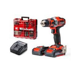 Einhell Akku-Bohrschrauber-Set TE-CD 18/40 Li +69, 18Volt rot/schwarz, 2x Li-Ion-Akku 2,0Ah, 69-teiliges Zubehör Leistung/Spannung: Akku-Betrieb, 18Volt Max. Drehzahl: 1.500 U/min Getriebe: 2-Gang-Getriebe Drehmoment: 40 Nm