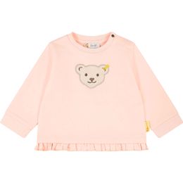 Steiff Sweatshirt, Teddy-Patch, Rüschen, für Babys und Kleinkinder, rosa, 80