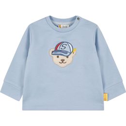 Steiff Sweatshirt, Teddy-Applikation, Druckknopf, für Babys und Kleinkinder, blau, 74