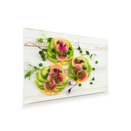 Primedeco Glasbild Wandbild Kuchen mit Avocado mit Aufhängung
