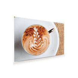 Primedeco Glasbild Wandbild Cappuccino in Tasse mit Aufhängung