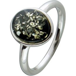 CH.ABRAMOWICZ Silberring Ring Silber 925 moosgrüner Bernstein Edelstein 19 (1-tlg)