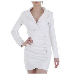 Ital-Design Bleistiftkleid Damen Party & Clubwear Wickel Drapiert Stretch Lederoptik Minikleid in Weiß