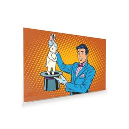 Primedeco Glasbild Wandbild Zauberer Trick Illustration mit Aufhängung