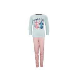 Disney Schlafanzug Disney Stitch Angel Kinder Mädchen langarm Pyjama Gr. 92 bis 128 100% baumwolle