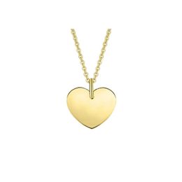 ONE ELEMENT Kette mit Anhänger Herz ohne Gravur Herz Anhänger aus 333 Gelbgold, Schmuckset - Set mit verstellbarer Halskette, goldfarben
