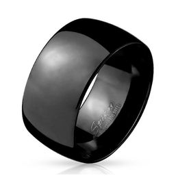 BUNGSA Fingerring Ring breit glänzend Schwarz aus Edelstahl Herren (Ring