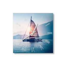 DEQORI Wanduhr 'Segelboot in Abendsonne' (Glas Glasuhr modern Wand Uhr Design Küchenuhr)