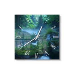 DEQORI Wanduhr 'Wasserquelle im Wald' (Glas Glasuhr modern Wand Uhr Design Küchenuhr)