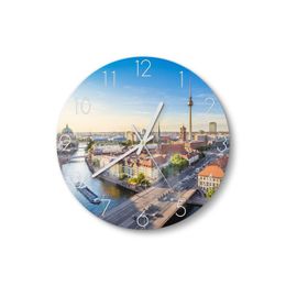DEQORI Wanduhr 'Berlin aus der Luft' (Glas Glasuhr modern Wand Uhr Design Küchenuhr)