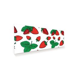 Primedeco Glasbild Wandbild Erdbeeren und Blätter mit Aufhängung