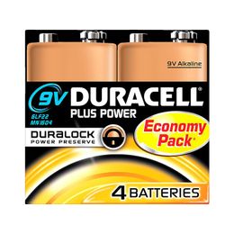 Duracell Plus Power 9V (Alkaline) Batterie 4 Stück